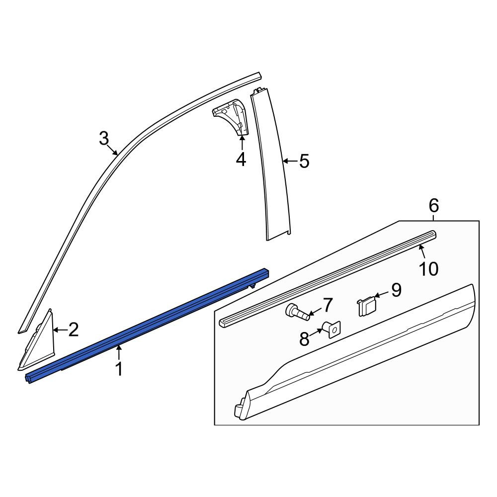 Honda OE 724103A0A01 - Front Right Door Belt Molding