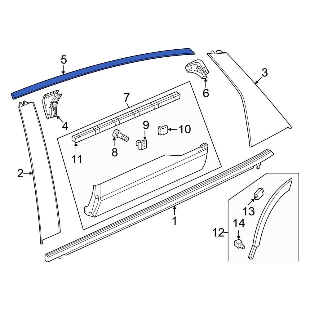 Honda OE 729253A0A01 - Rear Right Door Reveal Molding