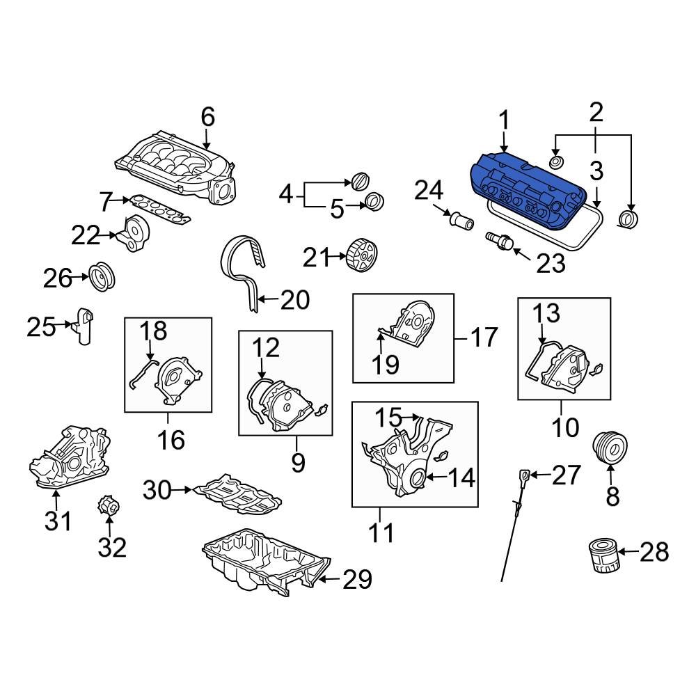 Honda OE 12320R70A00 - Right Engine Valve Cover