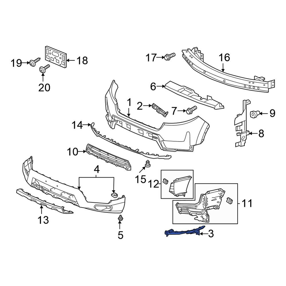 Honda OE 71145T6ZA00 - Front Left Bumper Cover Support Rail