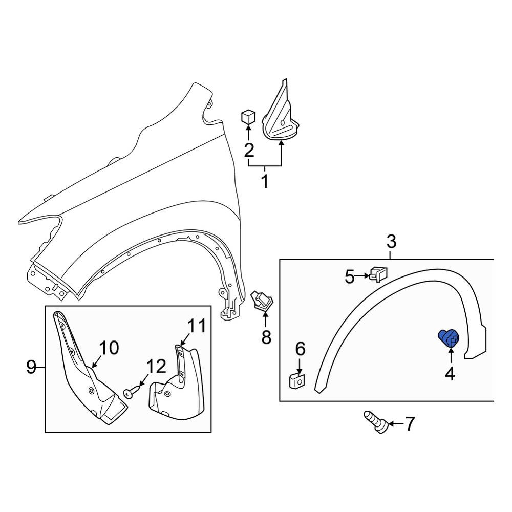 Honda OE 91513T0AA11 - Wheel Arch Molding Clip