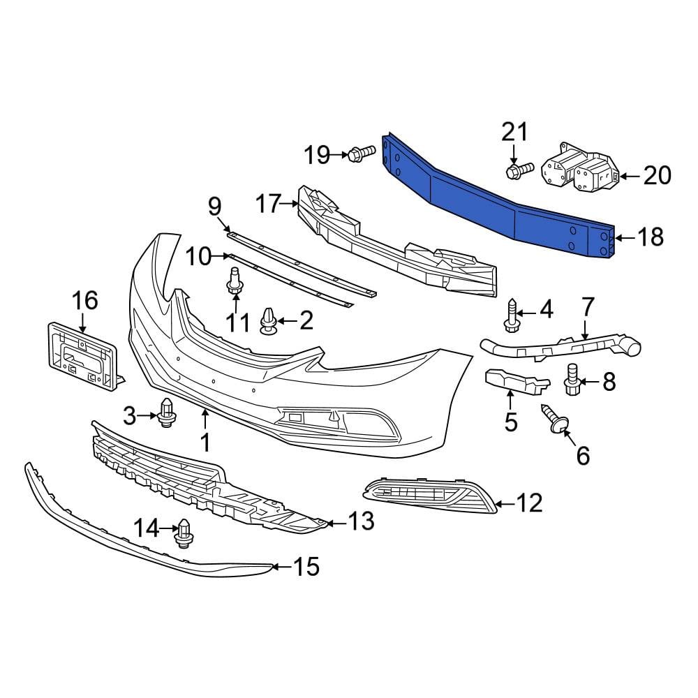 Honda OE 71131TR3A00 - Front Bumper Impact Bar