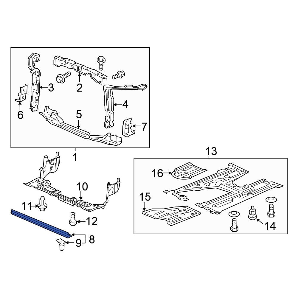 Honda OE 74144TR0A01 - Lower Radiator Support Panel Seal