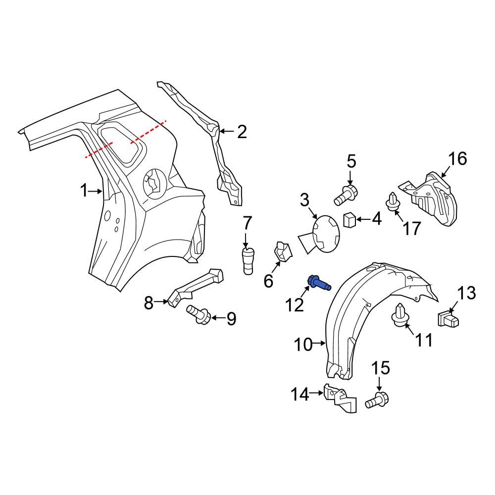 Honda OE 91501T2A003 - Rear Quarter Panel Splash Shield Clip