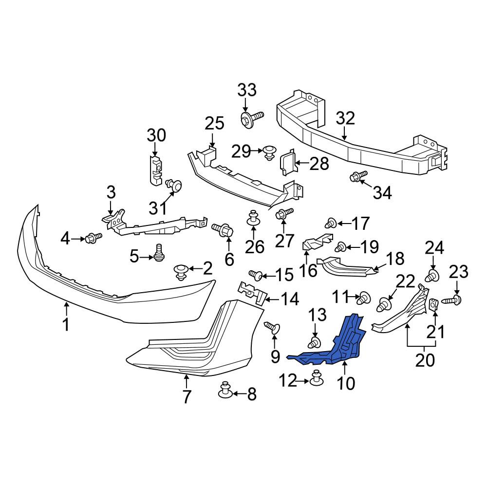 Honda OE 71155TRTA01 - Front Left Lower Bumper Cover Support Rail