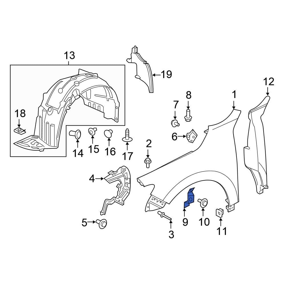 Honda OE 60262TBAA00ZZ - Left Lower Fender Bracket