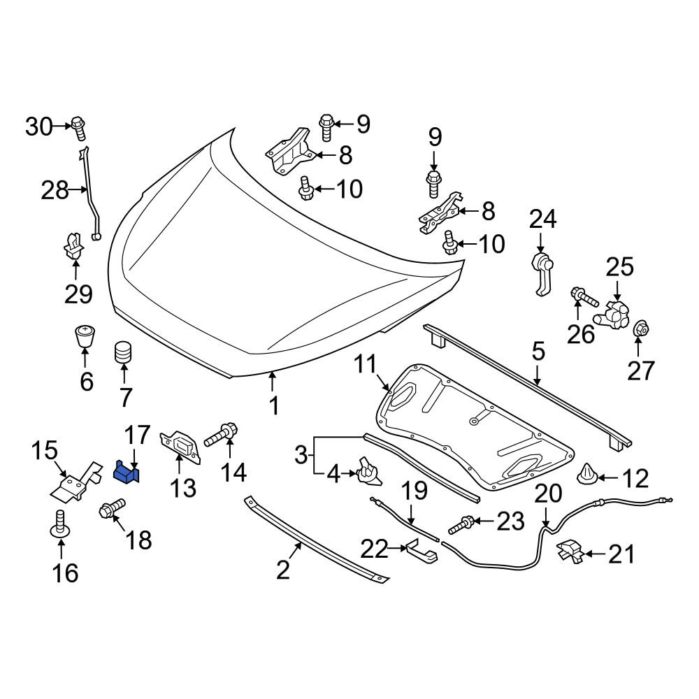 Hyundai OE 81150D3010 - Front Hood Latch Striker Plate