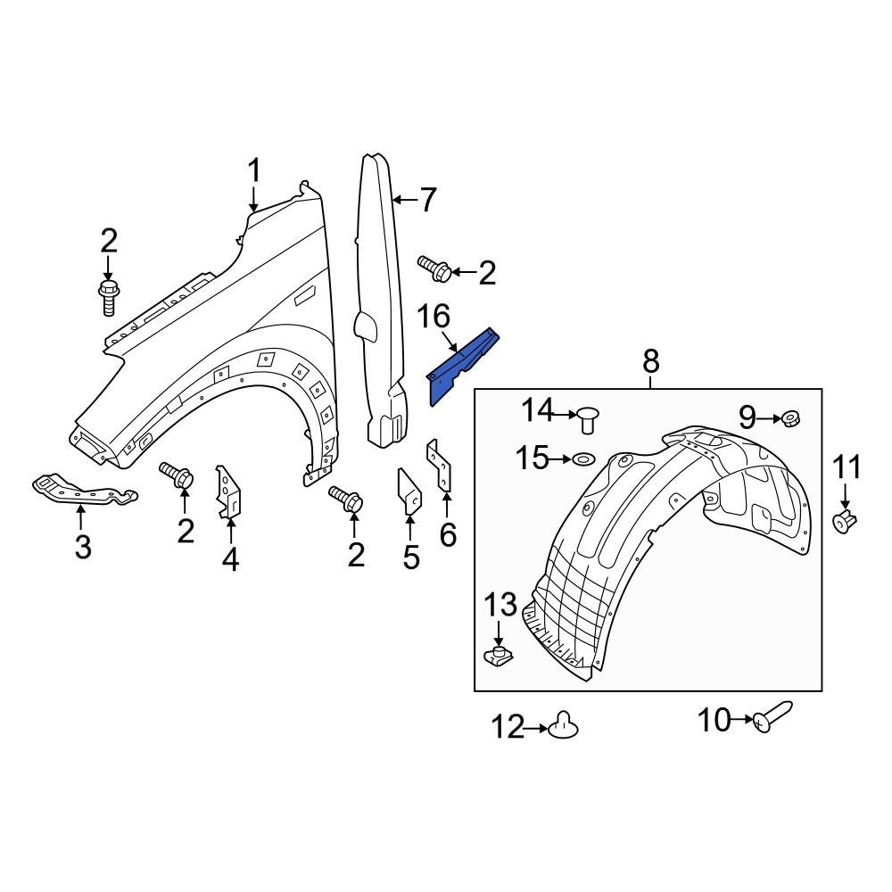 Hyundai OE 84159D3000 - Front Left Fender Closing Plate