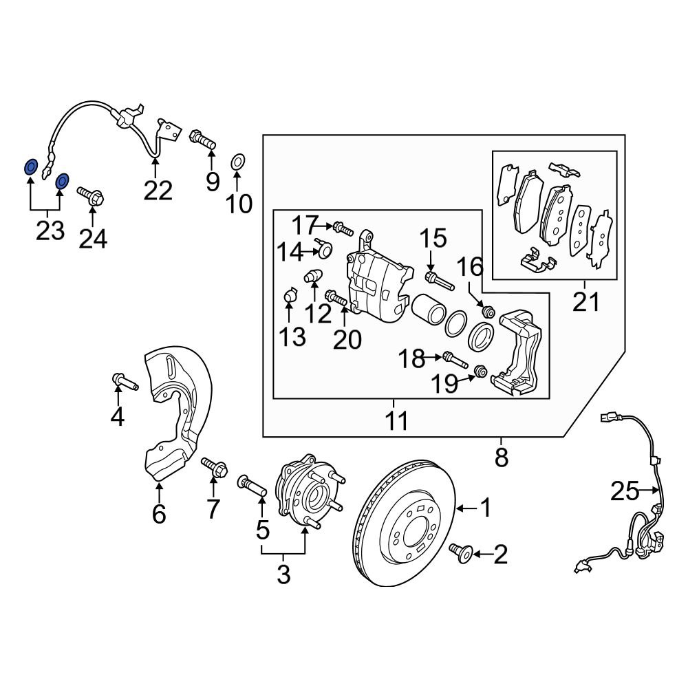 Hyundai OE 587971R000 - Brake Hydraulic Hose Caliper Bolt Washer