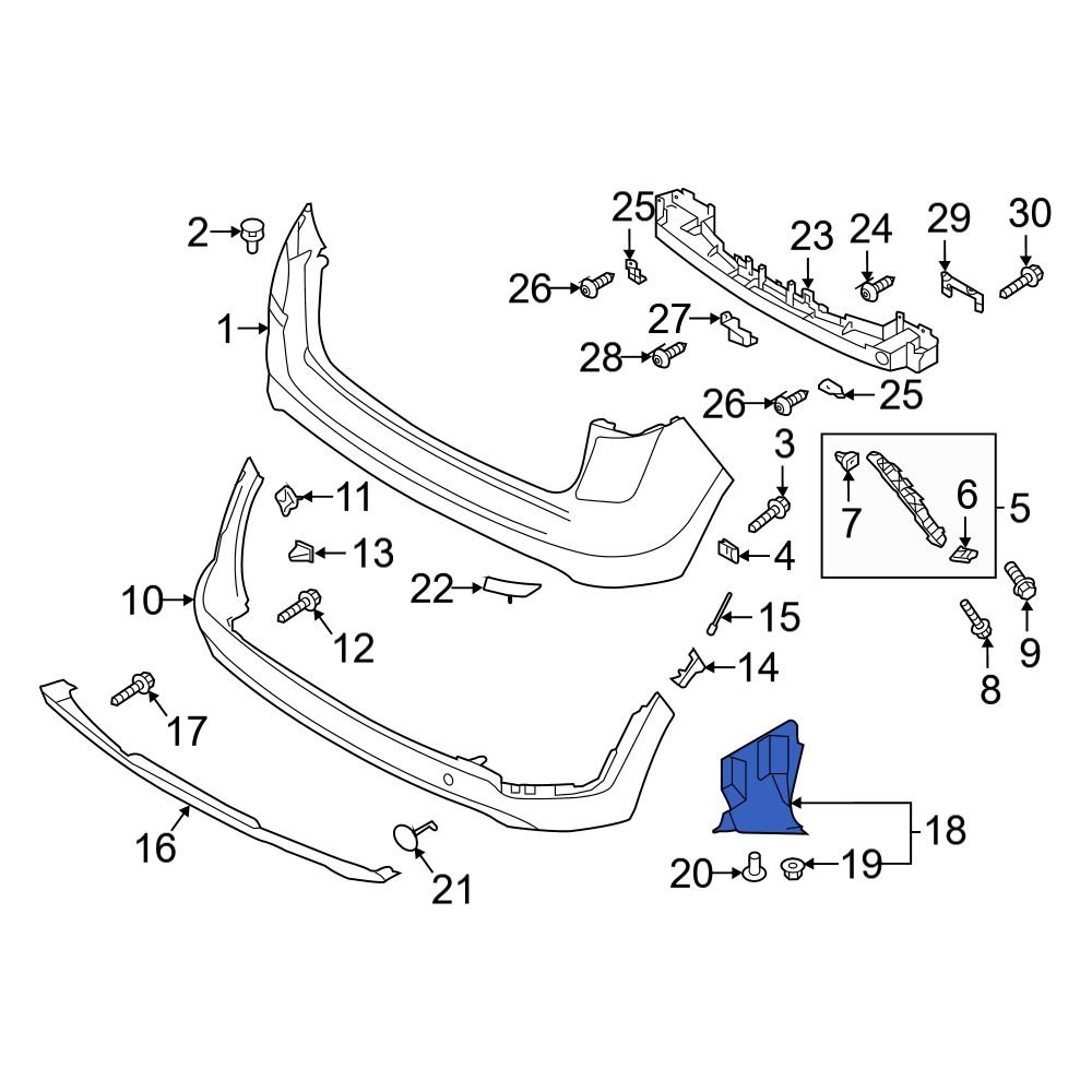 Hyundai OE 86692D3500 - Rear Right Bumper Splash Shield