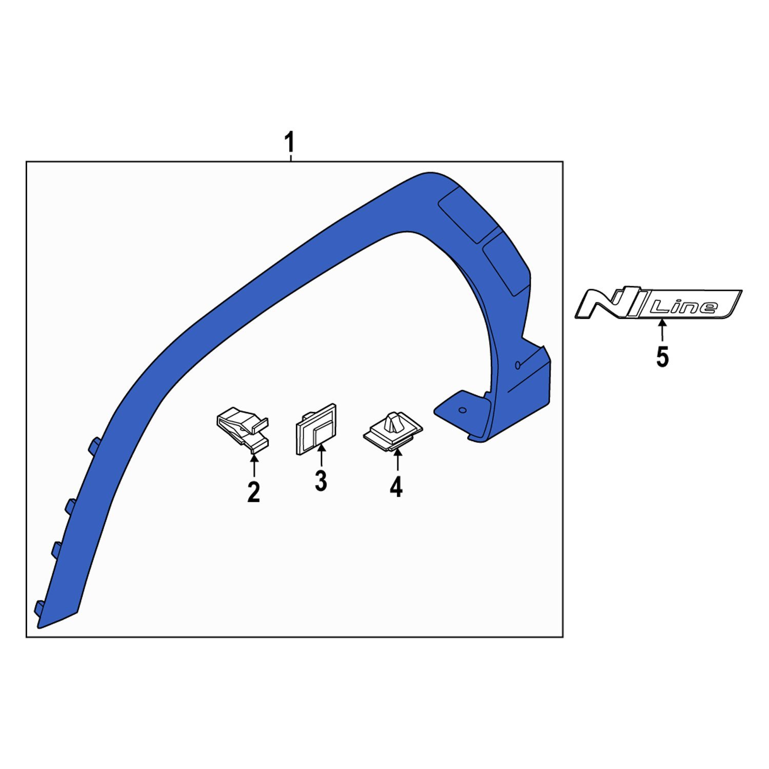Hyundai OE N9877APZA1 - Front Right Wheel Arch Molding