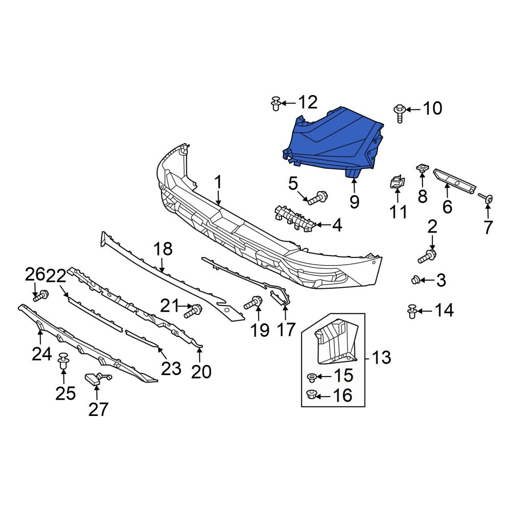 Hyundai OE 86657N9000 - Rear Right Upper Bumper Cover