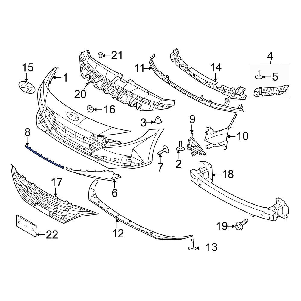 Hyundai OE 86569AB000 - Front Center Bumper Trim