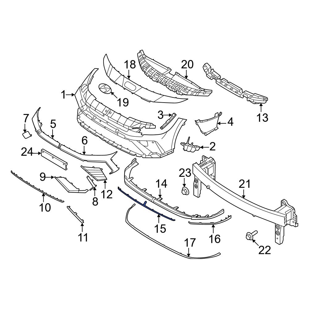 Hyundai OE 865J3AANA0 - Front Left Lower Bumper Trim