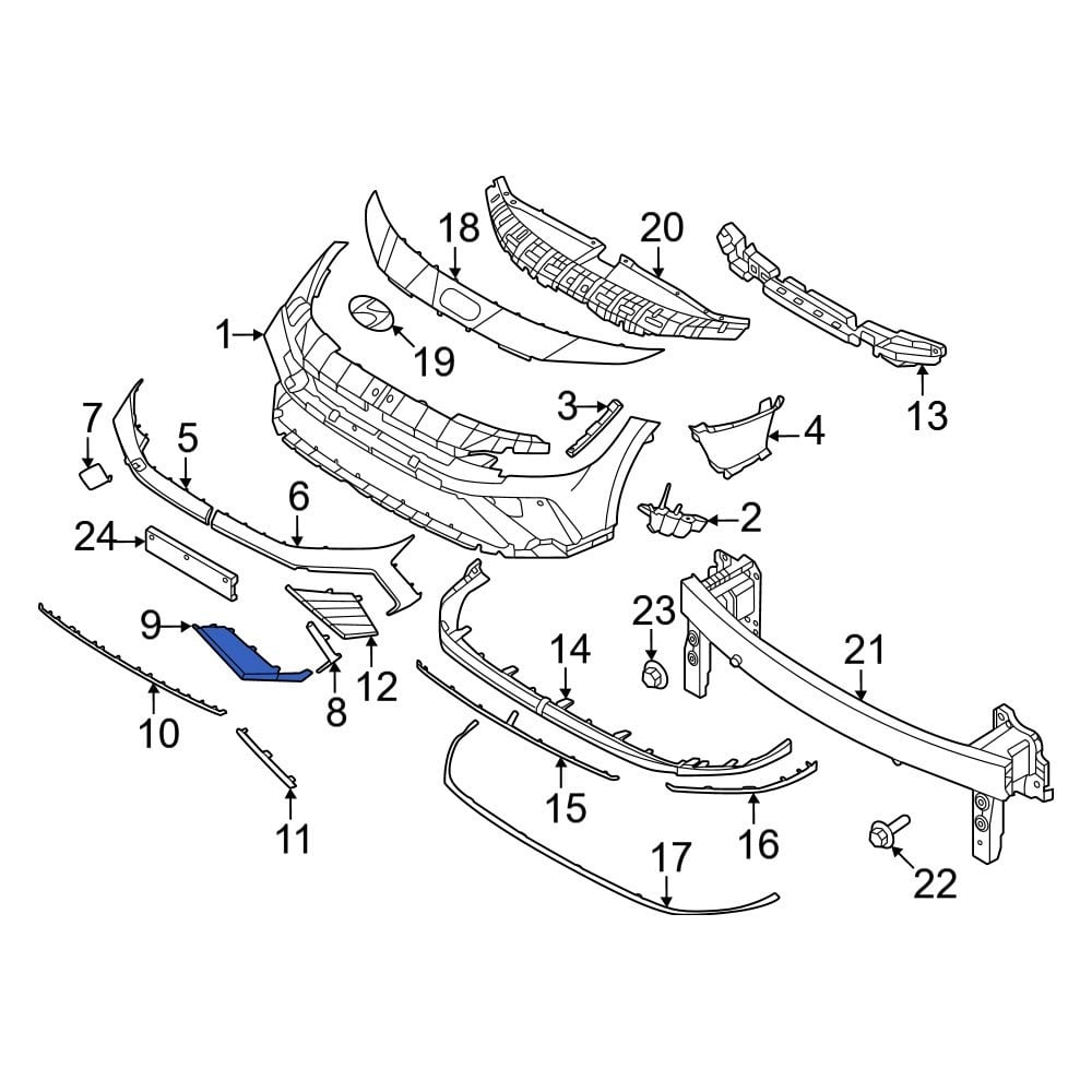 Hyundai OE 865J3AANA0 - Front Left Lower Bumper Trim