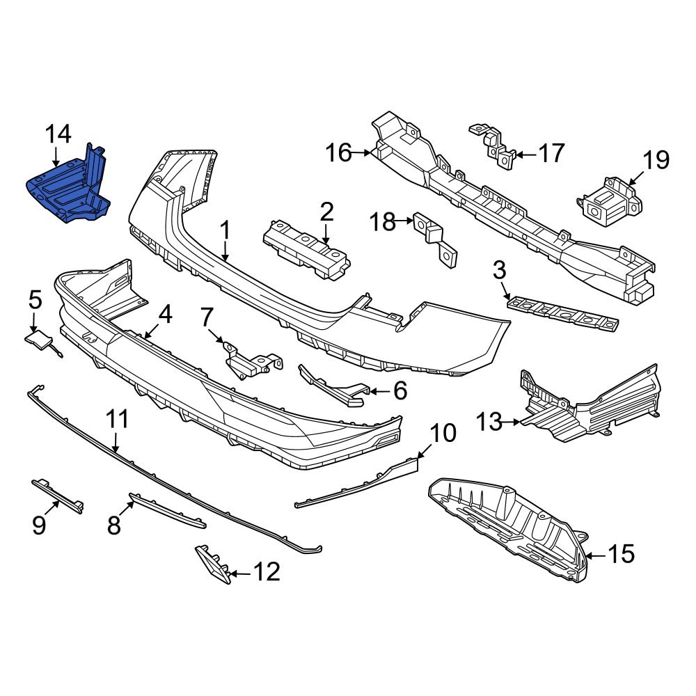 Hyundai OE 86697AANA0 - Rear Left Outer Bumper Trim