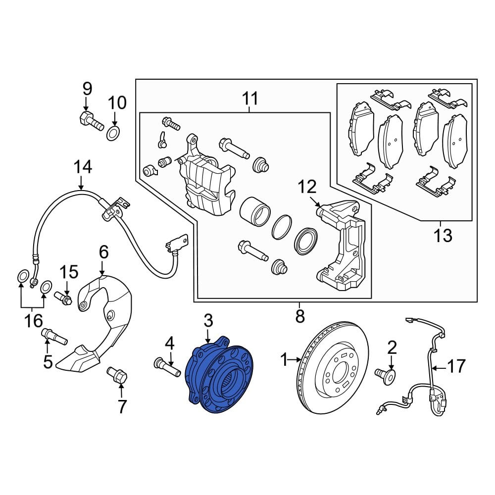 Hyundai OE 51730GI100 - Front Wheel Bearing and Hub Assembly