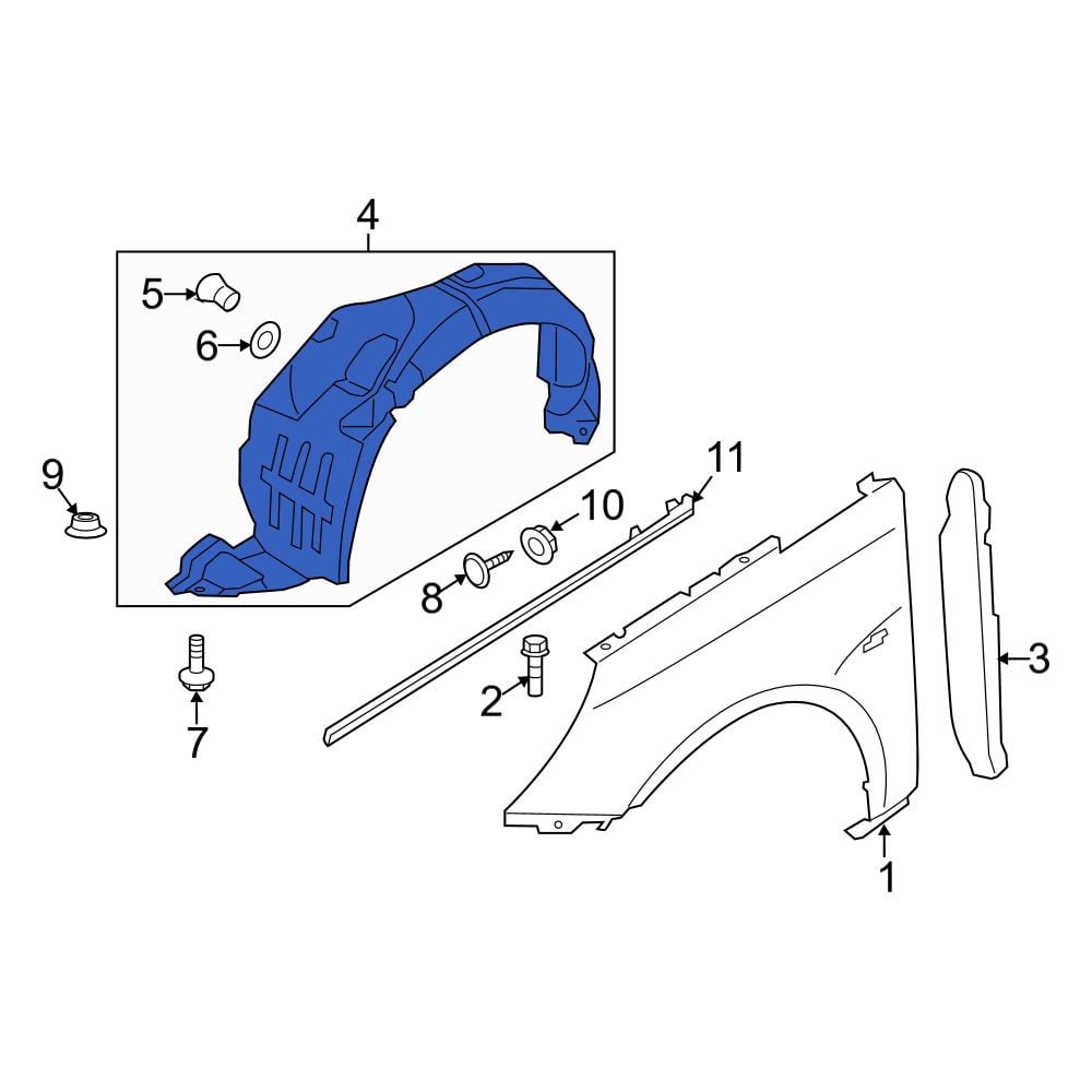 Hyundai OE 868113Q500 - Front Left Fender Splash Shield