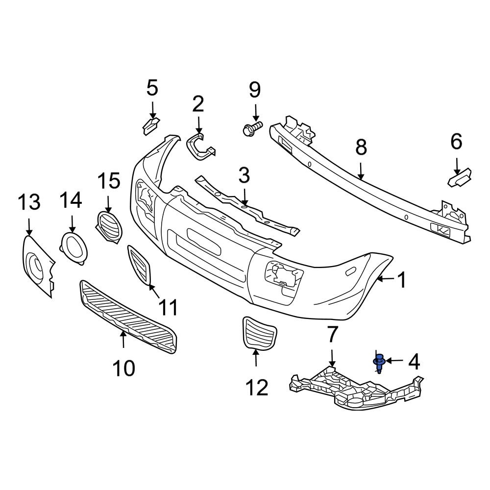 Hyundai OE 865172E000 - Front Bumper Cover Retainer