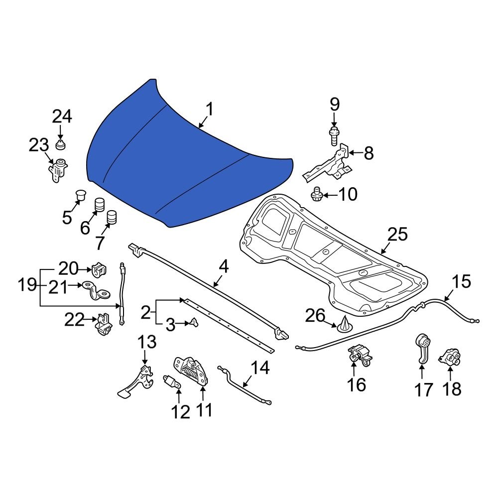 Hyundai OE 664002S001 - Front Hood Panel