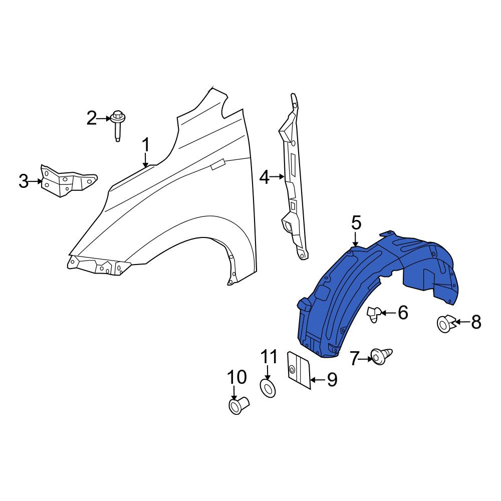 Hyundai OE 868122S001 - Front Right Fender Splash Shield