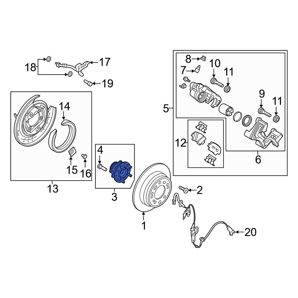 Hyundai OE 52730C1100 - Rear Wheel Bearing and Hub Assembly