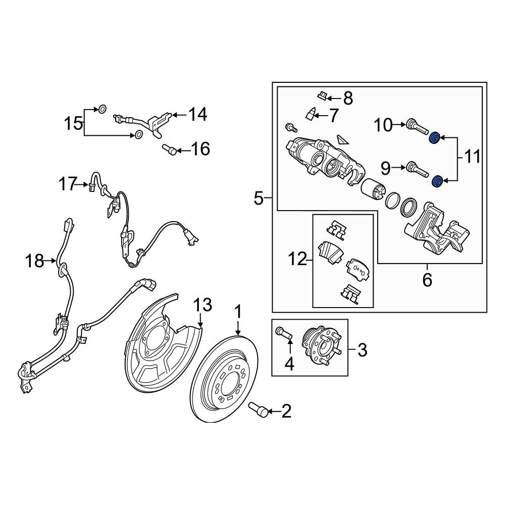 Hyundai OE 581641H000 - Rear Disc Brake Caliper Pin Boot