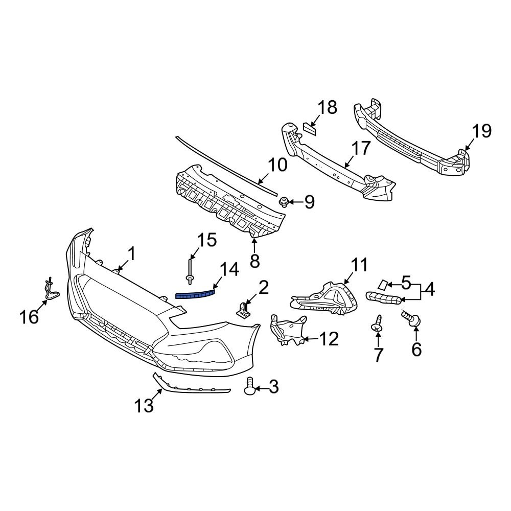 Hyundai OE 86556C1700 - Front Right Bumper Cover Support Rail