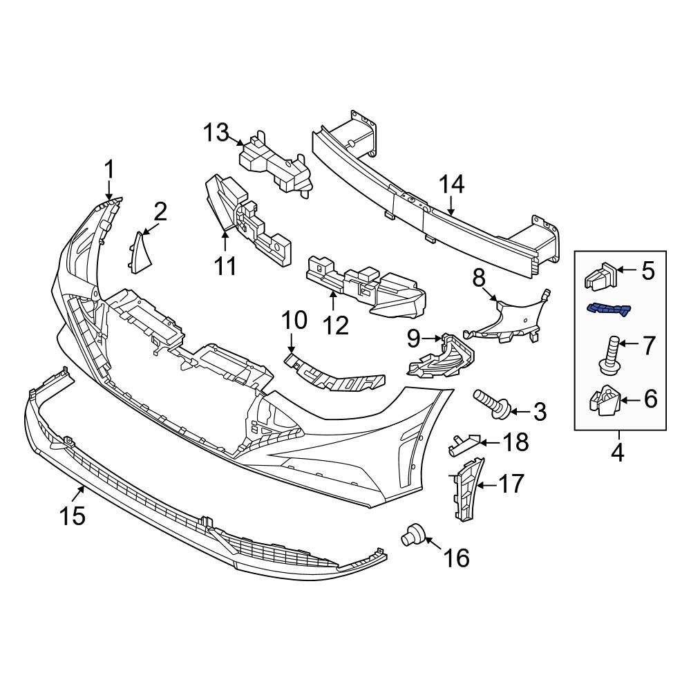 Hyundai OE 86552L0000 - Front Right Lower Bumper Cover Bracket
