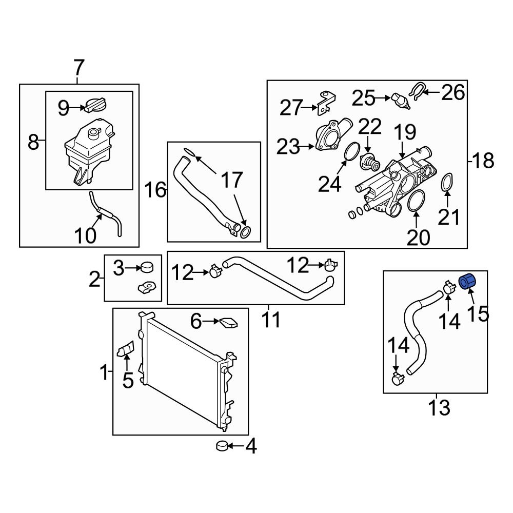 Hyundai OE 254853J000 - Lower Radiator Coolant Hose Adapter