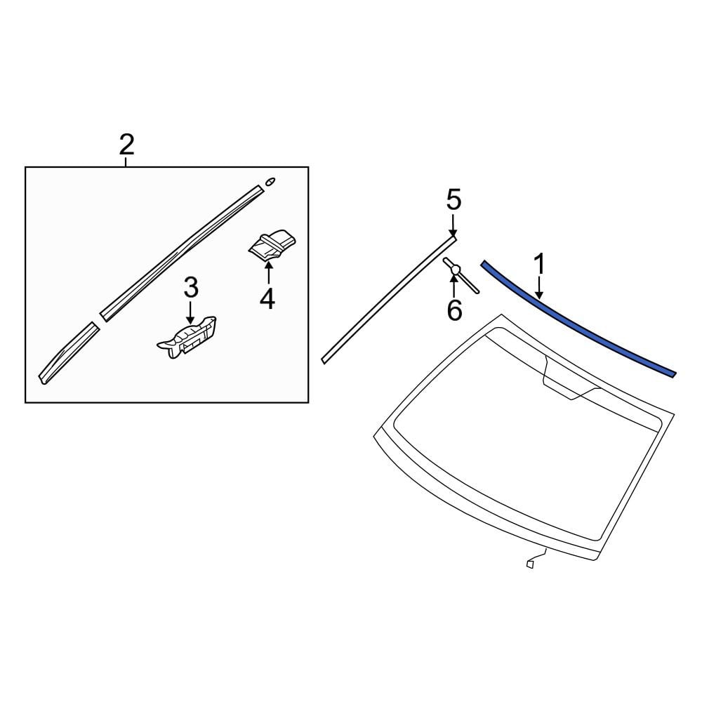 Hyundai OE 86131C1000 - Front Upper Windshield Molding
