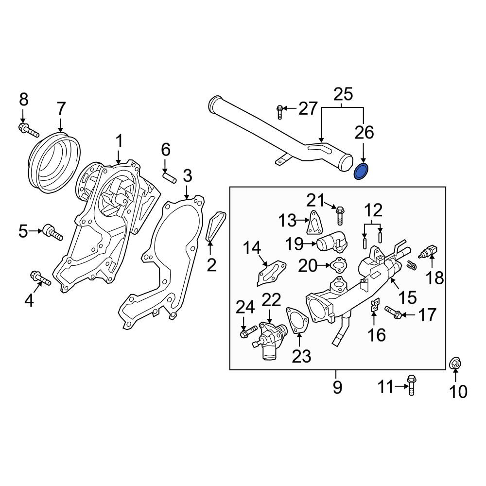 Hyundai OE 2546235504 - Engine Coolant Pipe Seal