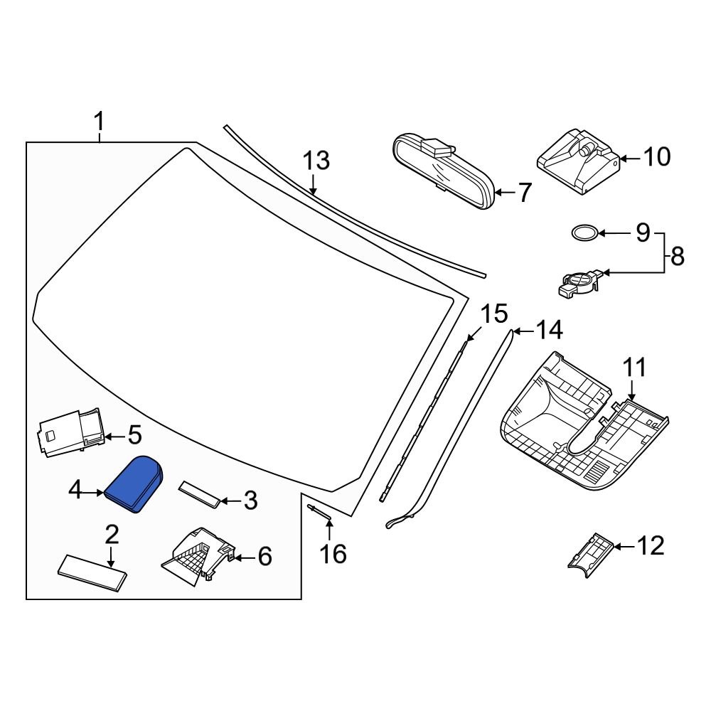 Hyundai OE 85103A9000 - Front Interior Rear View Mirror Mounting Base