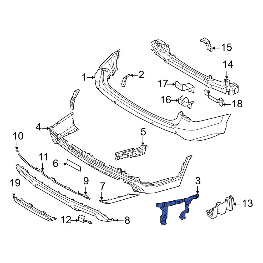Hyundai OE 86652S8CA0 - Rear Right Upper Outer Bumper Cover Bracket