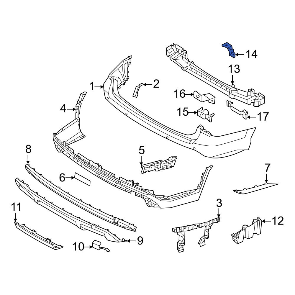 Hyundai OE 86634S8CB0 - Rear Right Upper Bumper Impact Bar Brace