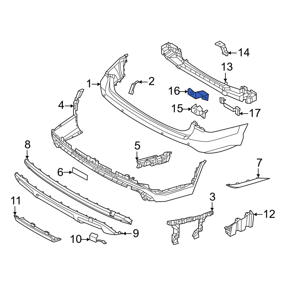 Hyundai OE 86636S8CB0 - Rear Center Bumper Impact Bar Brace