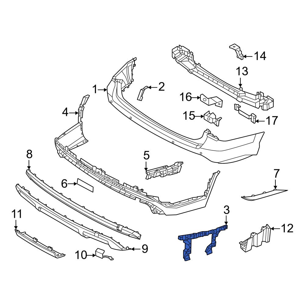 Hyundai OE 86652S8CA0 - Rear Right Lower Bumper Cover Bracket