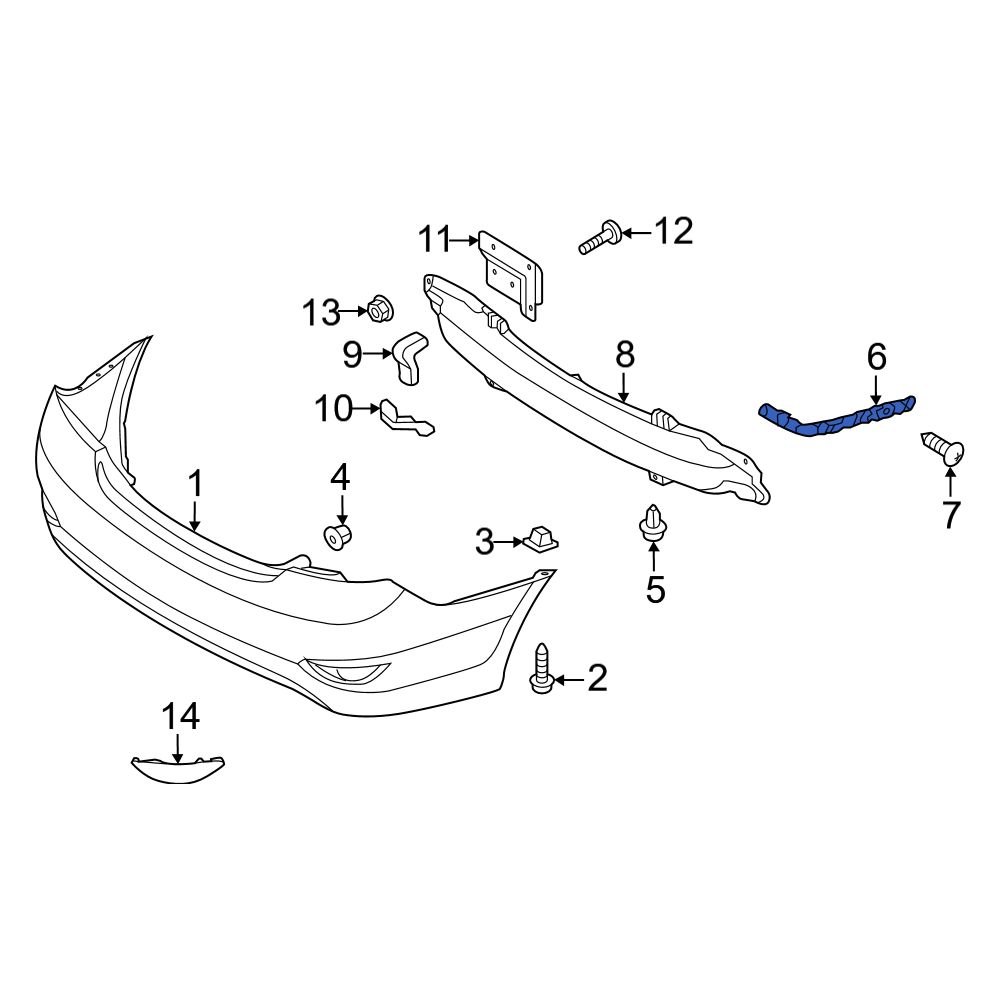 Hyundai OE 866141R000 - Rear Right Bumper Cover Support Rail