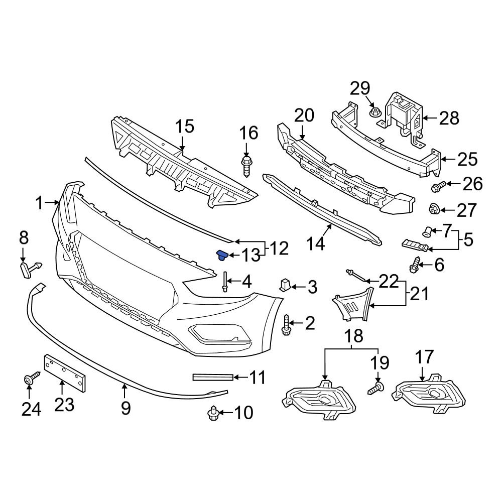 Hyundai OE 864380U700 - Bumper Cover Retainer