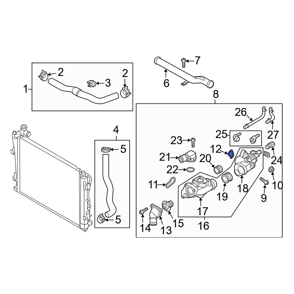 Hyundai OE 256523CAA0 - Right Engine Coolant Thermostat Housing Gasket