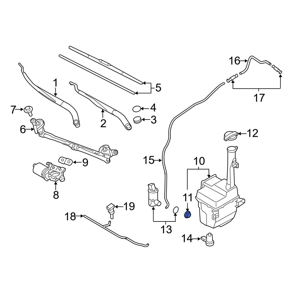 Hyundai OE 9862214200 - Windshield Washer Pump Grommet