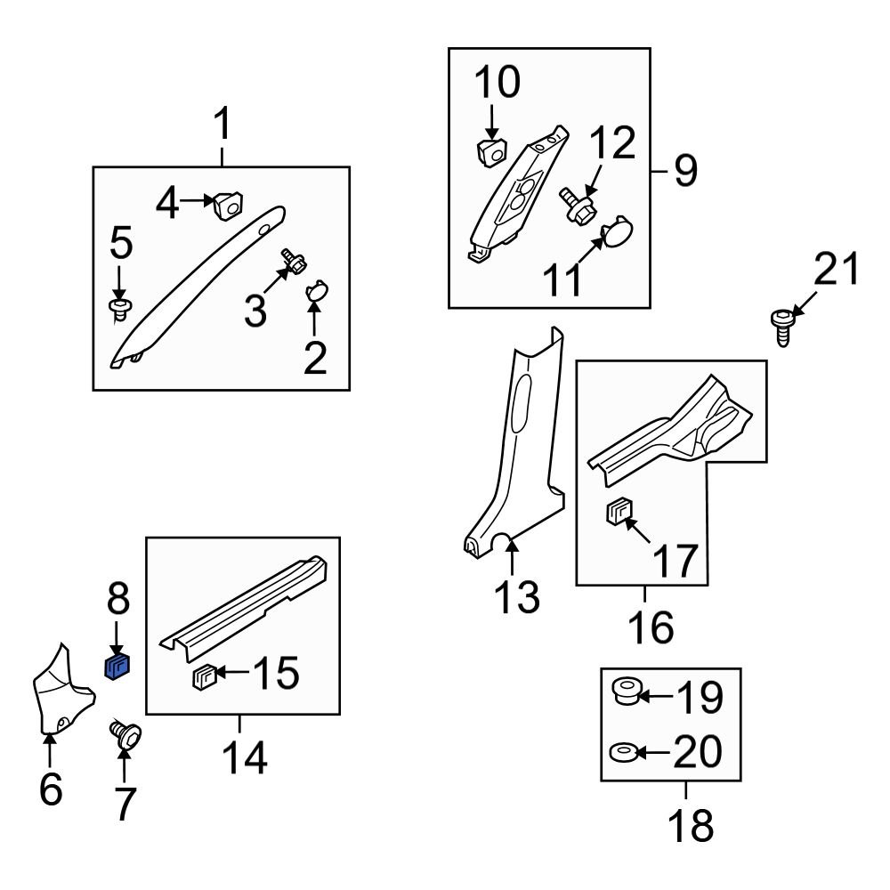 Hyundai OE 8682526000 - Body B-Pillar Trim Panel Nut