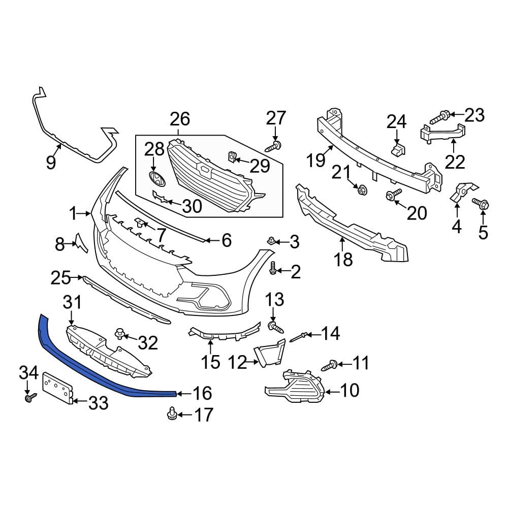 Hyundai OE 86591F2500 - Front Valance Panel