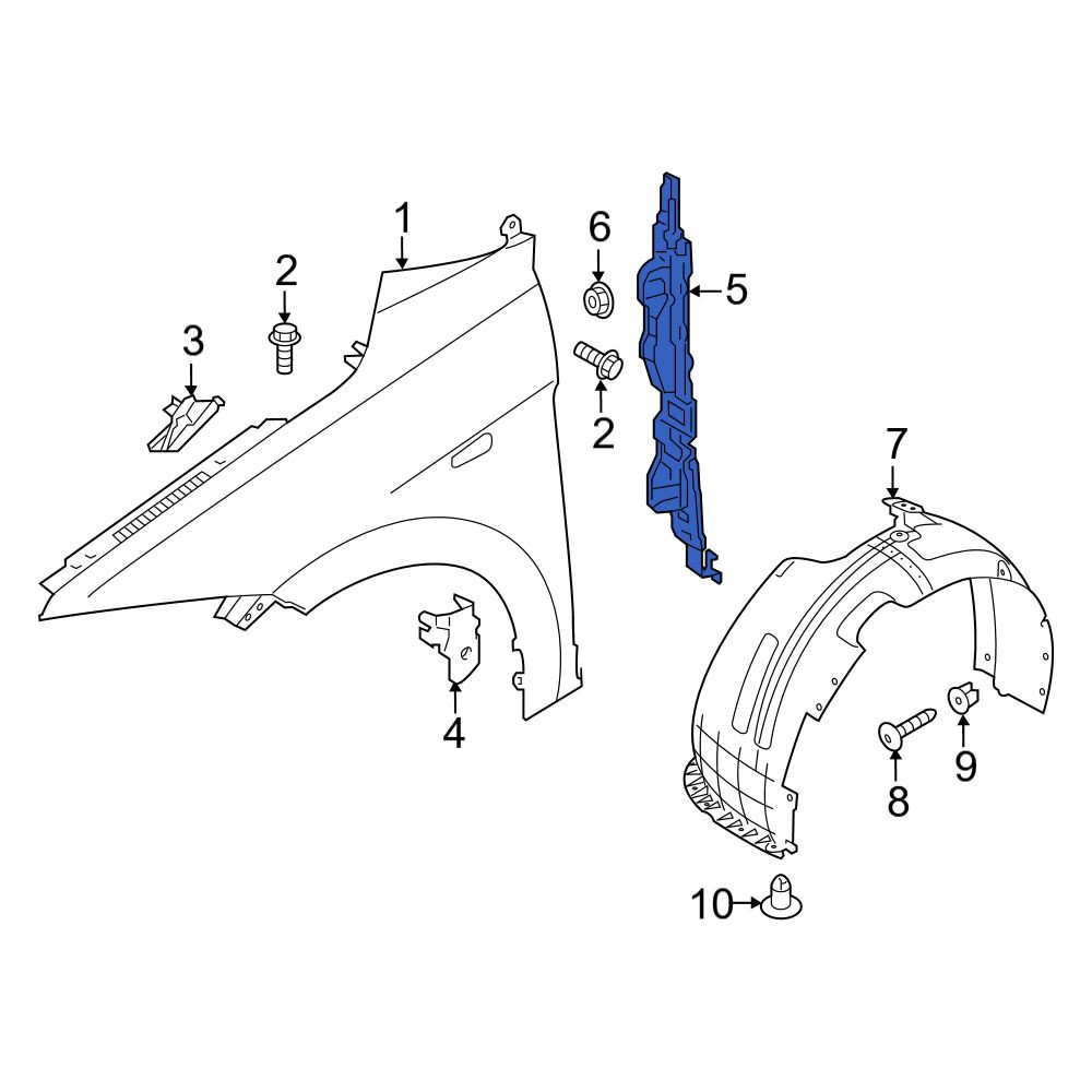 Hyundai OE 84141F2000 - Front Left Fender Insulator