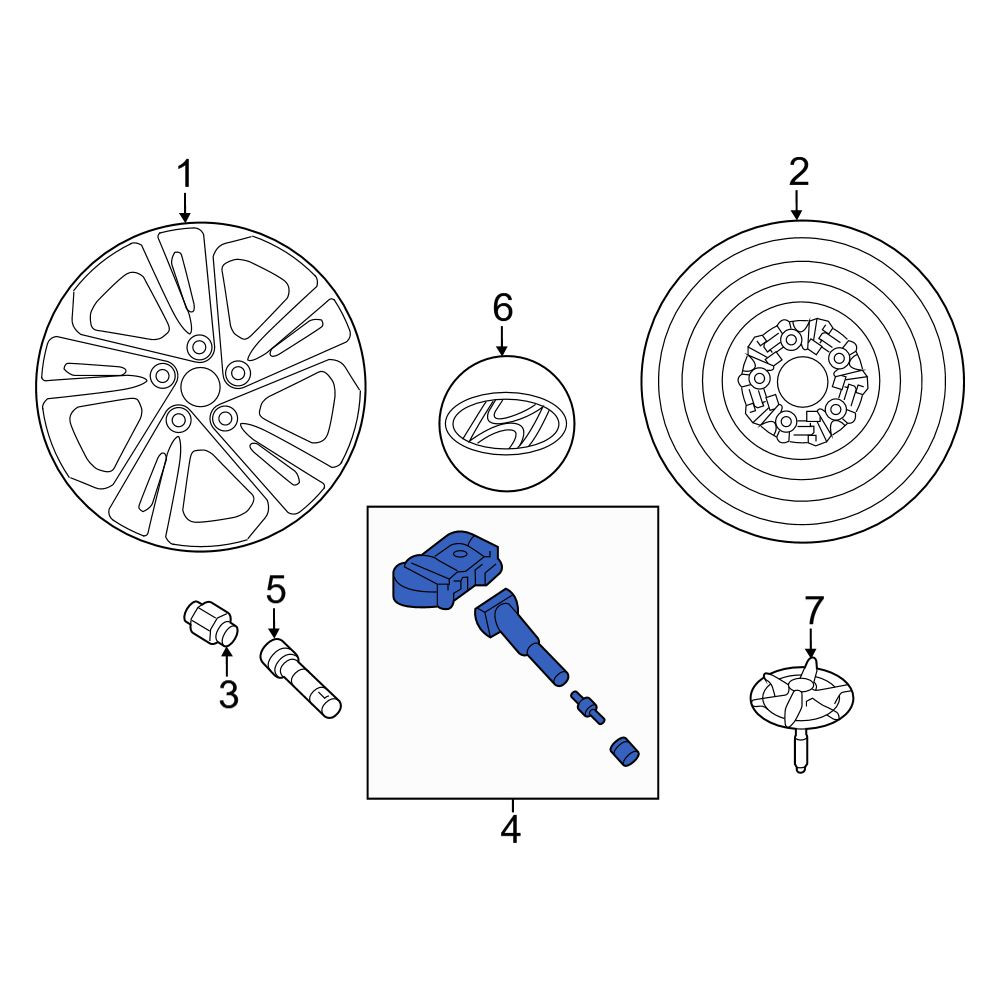 Hyundai OE 52933F2000 - Tire Pressure Monitoring System (TPMS) Sensor