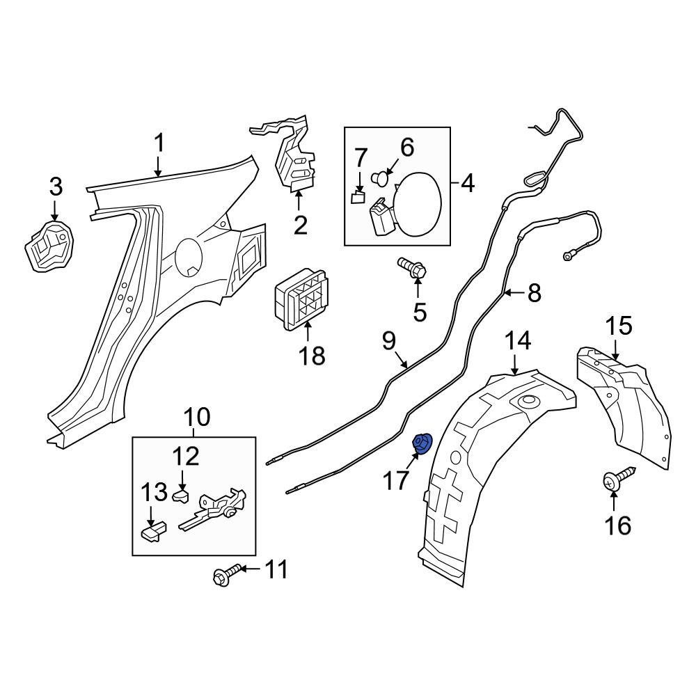 Hyundai OE 8412436000 - Quarter Panel Splash Shield Clip