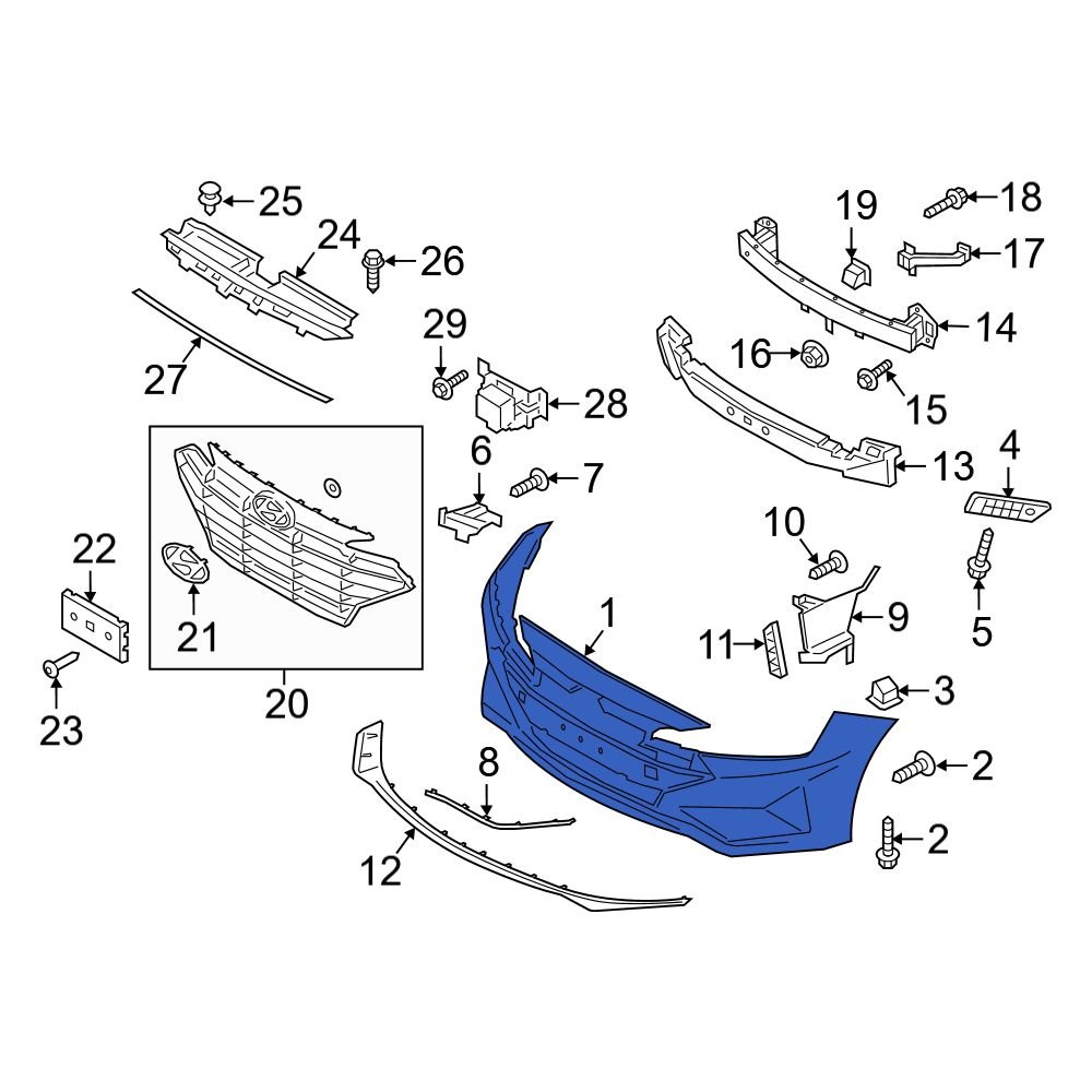 Hyundai OE 86511F3500 - Front Bumper Cover