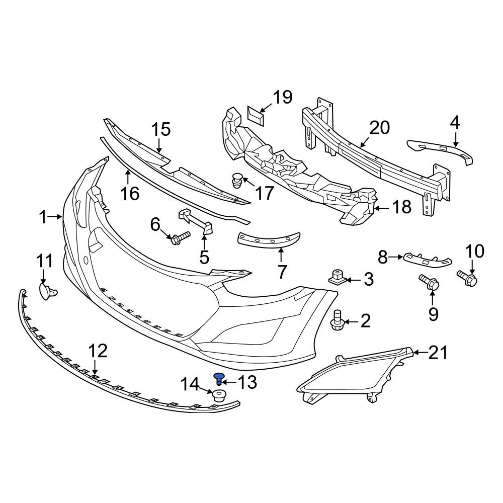 Hyundai OE 1249305167B - Lower Bumper Cover Screw