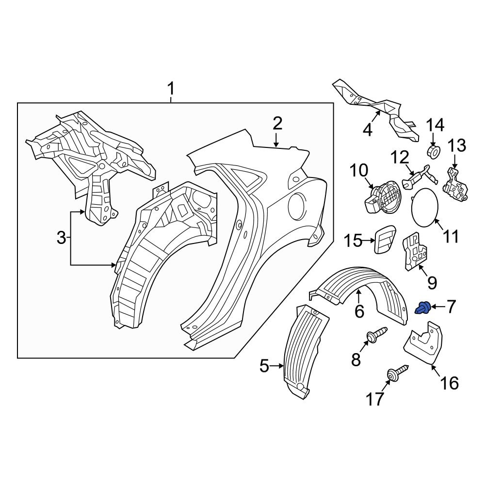 Hyundai OE 8412436000 - Quarter Panel Splash Shield Clip
