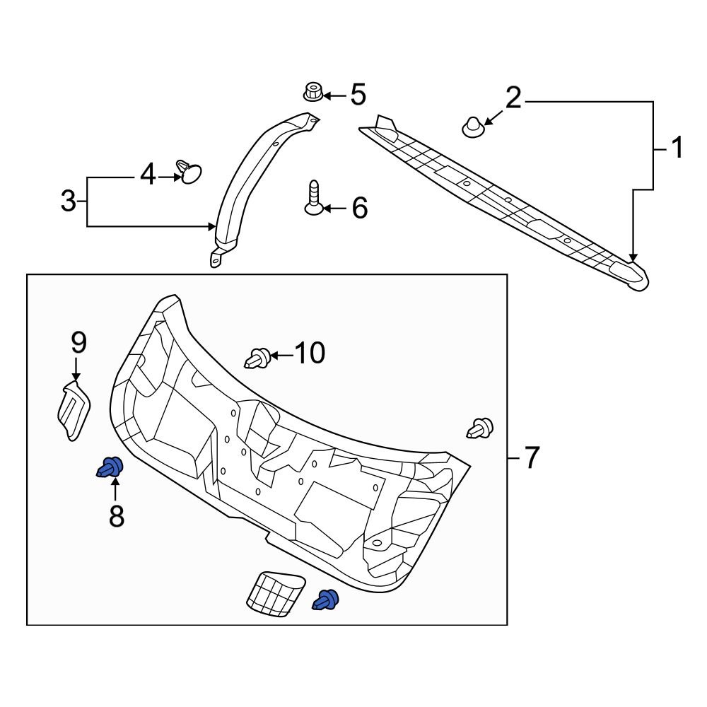 Hyundai OE 858493X000 - Trunk Trim Scuff Plate Clip
